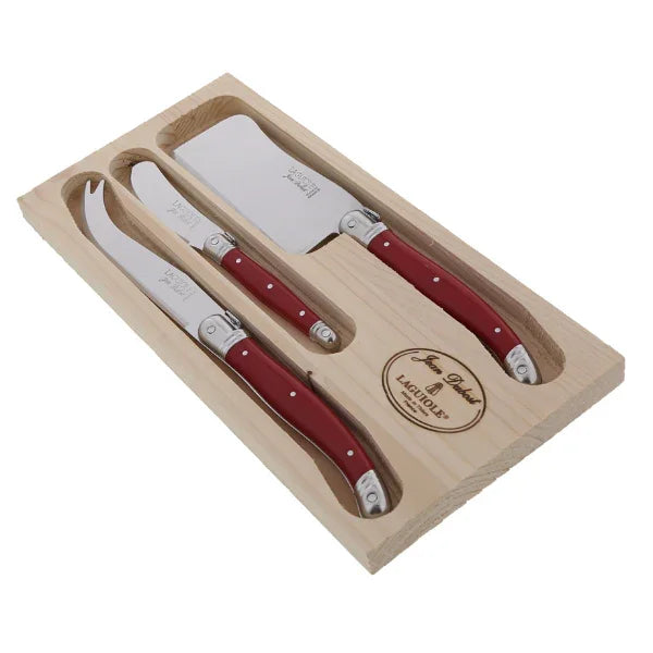 Jean Dubost 3 Piece Cheese Set in Red with Cleaver – Marcel’s Culinary Experience