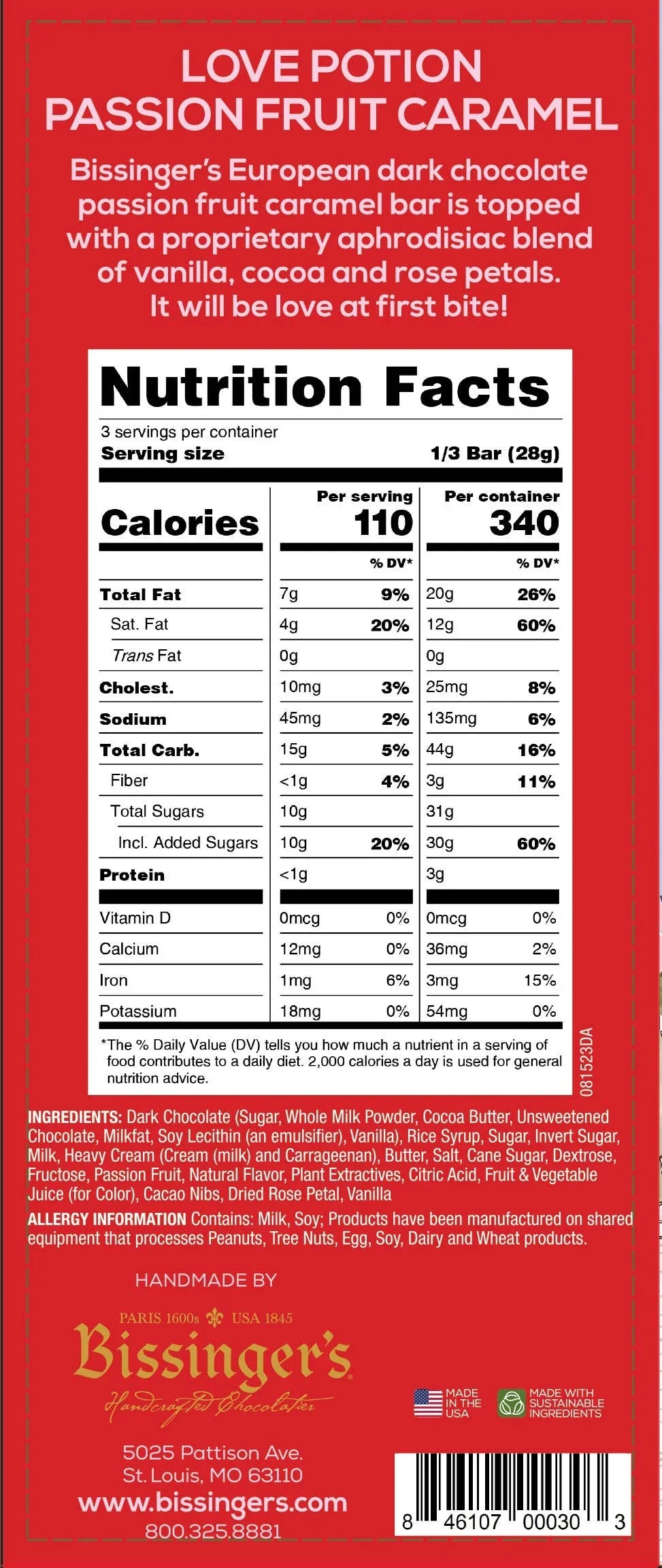 Bissinger's Dark Chocolate Love Potion Bar - 3 OZ – Marcel’s Culinary ...